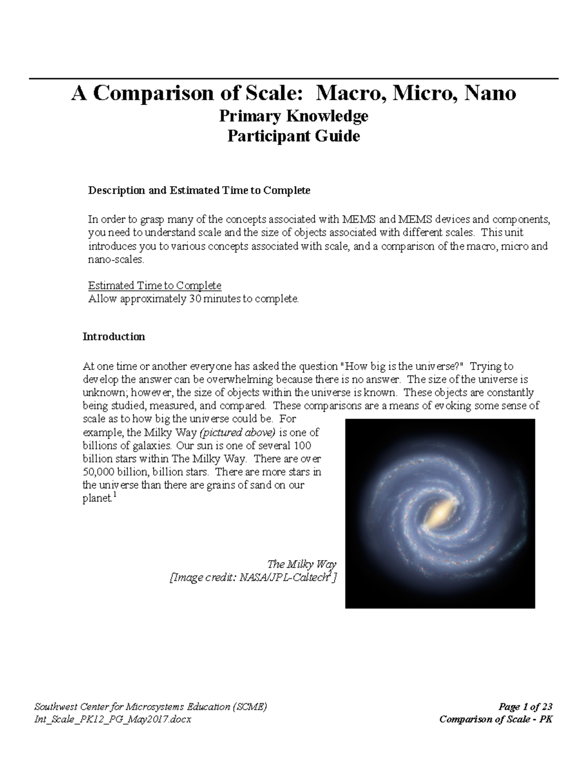 Macro, Micro,NANO Compareison - Southwest Center for Microsystems ...