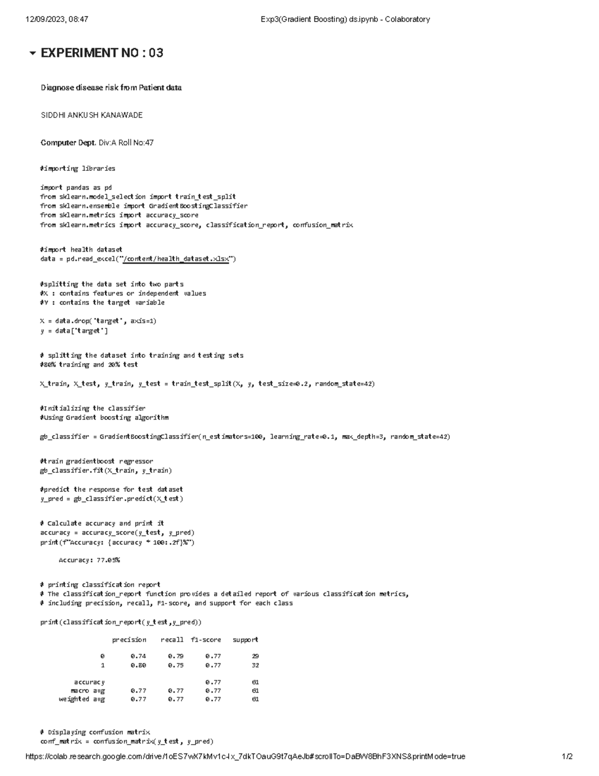 DS EXP3 Siddhi - 12/09/2023, 08:47 Exp3(Gradient Boosting) ds ...