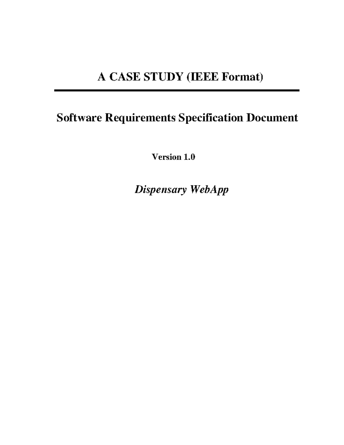 SRS Dispensary Management - A CASE STUDY (IEEE Format) Software ...