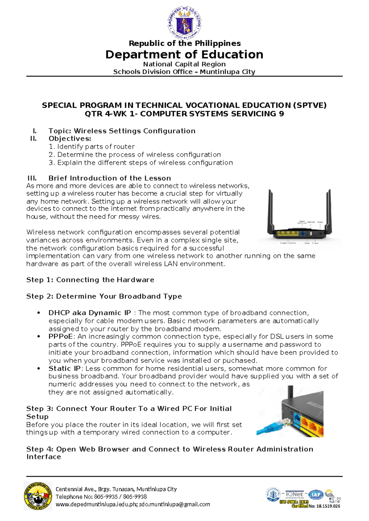 CSS 9 QTR 4 Module WK 1 - notes - Department of Education National ...