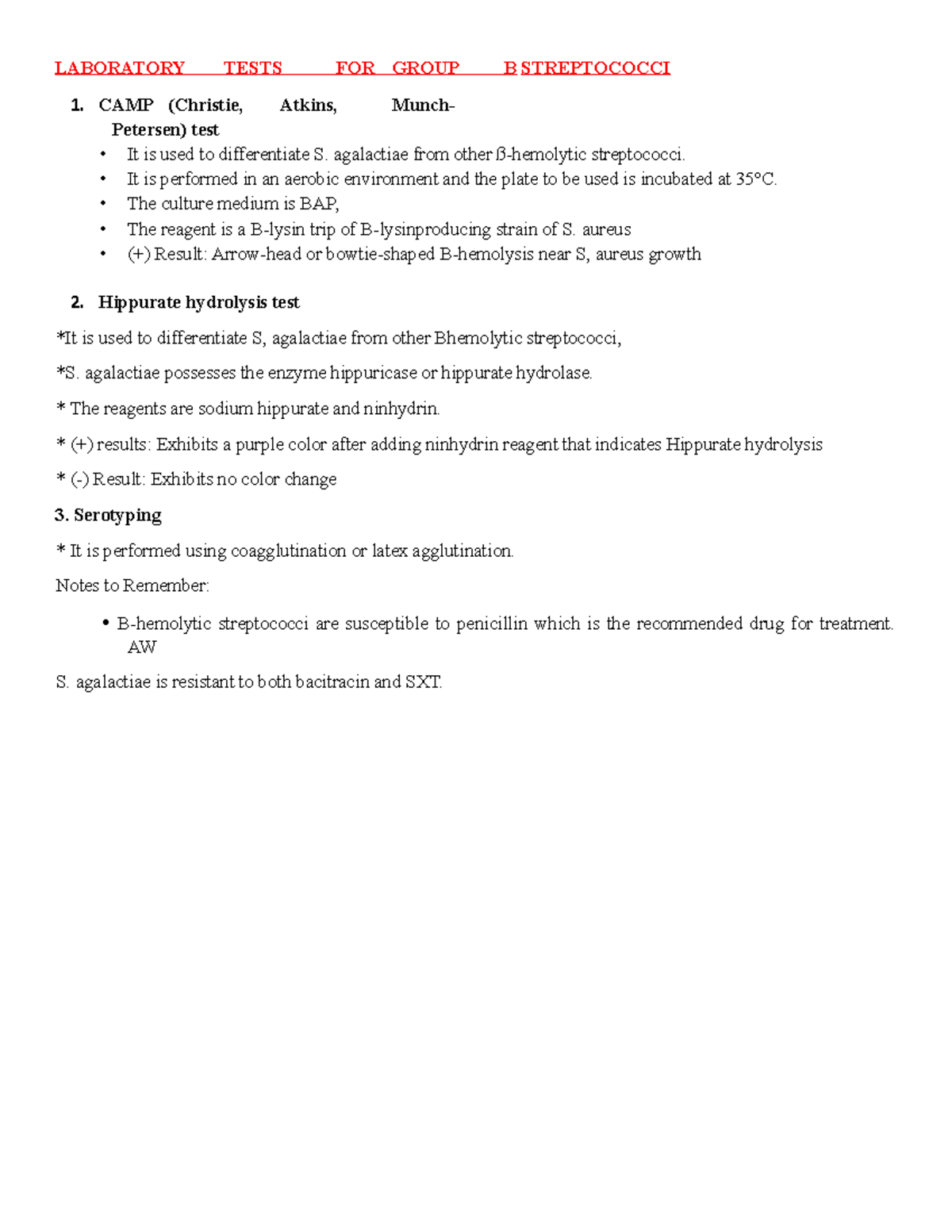 Group B Streptococci - LABORATORY TESTS FOR GROUP B STREPTOCOCCI CAMP ...