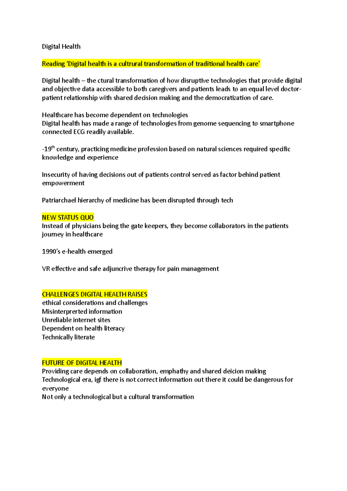 Digital Health Readings - Digital Health Reading ‘Digital health is a ...