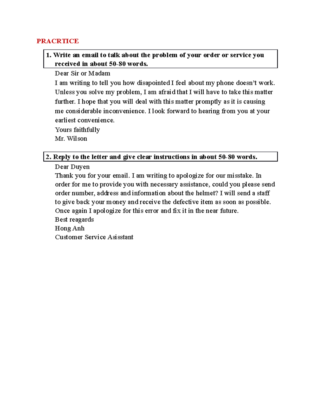 viet don email docx - PRACRTICE Write an email to talk about the ...