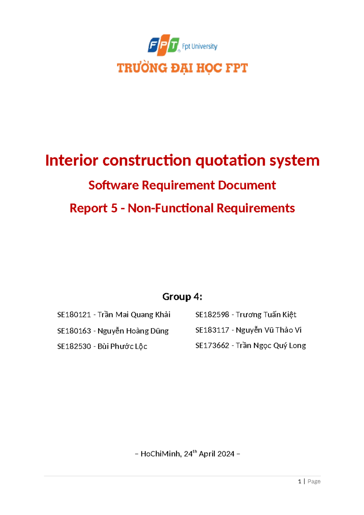 SWR302 SRD Report 5 Non-Functional Requirements - Interior construction ...