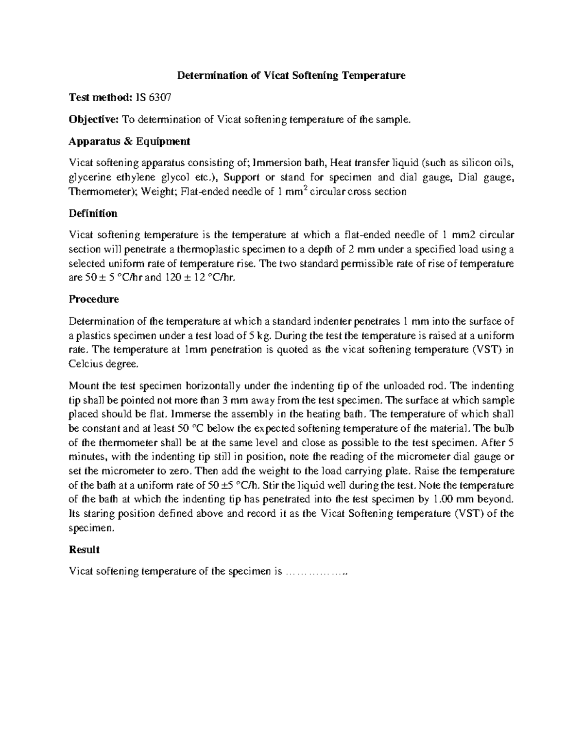 Determination of Vicat Softening Temperature - Apparatus & Equipment ...