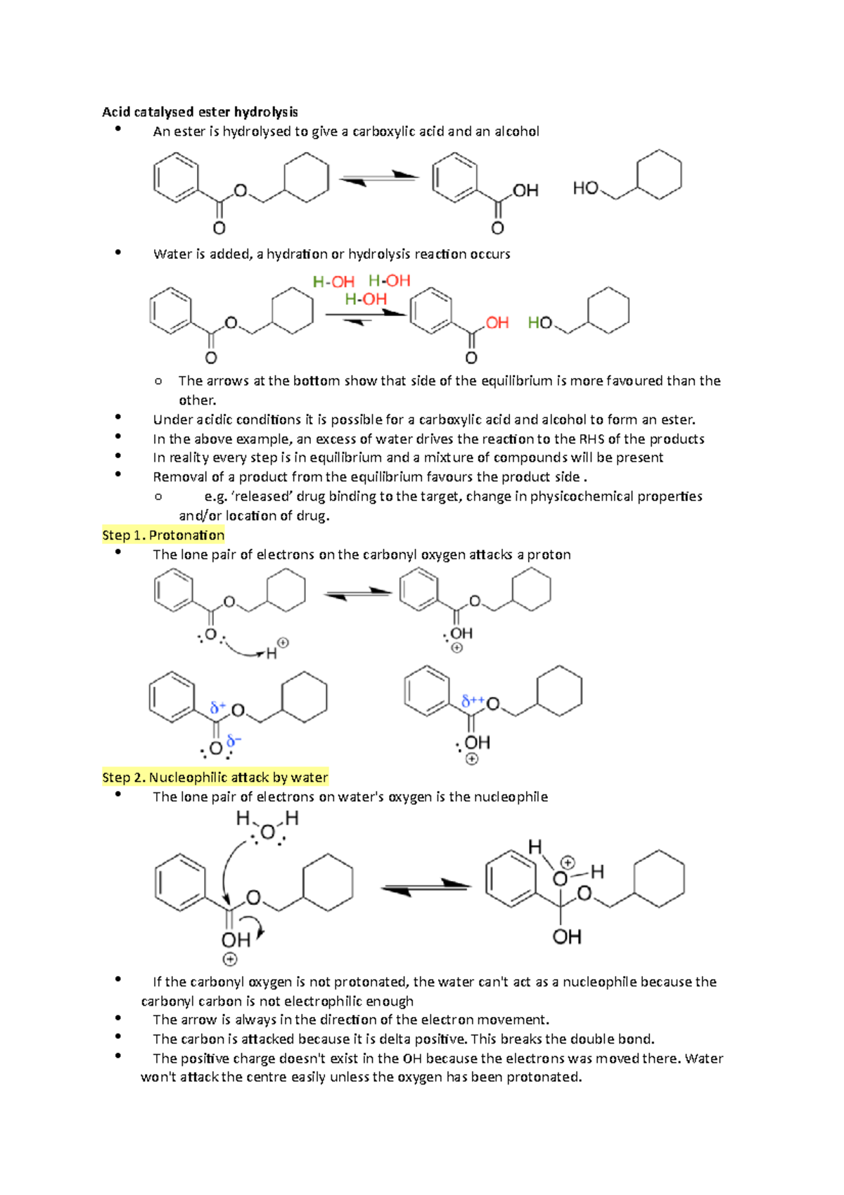 Lecture 12 - Ester Hydrolysis - Acid catalysed ester hydrolysis An ...
