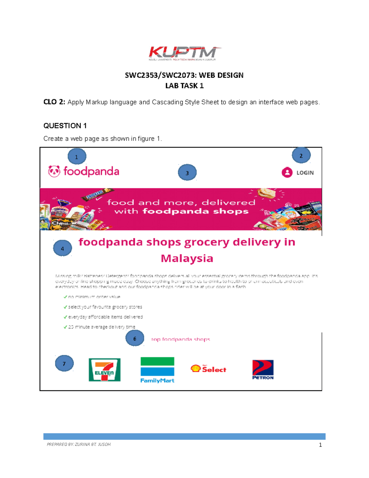 LAB TASK 1 - SWC2353/SWC2073: WEB DESIGN LAB TASK 1 CLO 2: Apply Markup ...