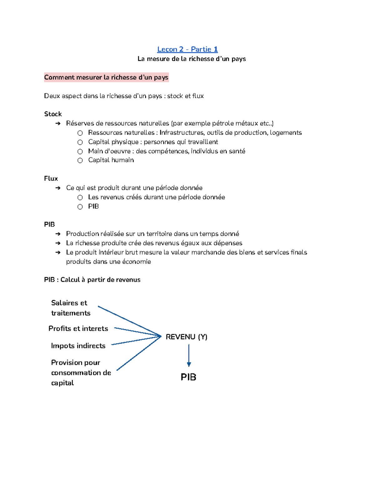 Leçon 2 - ECO 1504 - Leçon 2 - Partie 1 La mesure de la richesse d’un ...