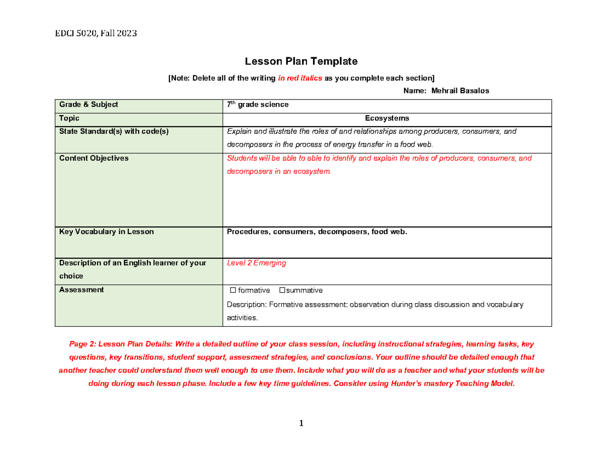 EAA5 Lesson Plan Template - Lesson Plan Template [Note: Delete all of ...