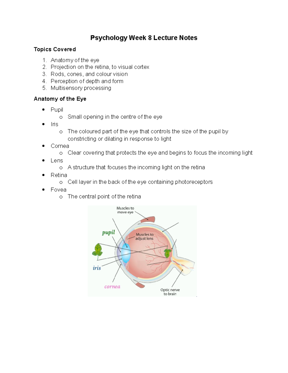 Psychology Week 8 Lecture Notes - Psychology Week 8 Lecture Notes ...
