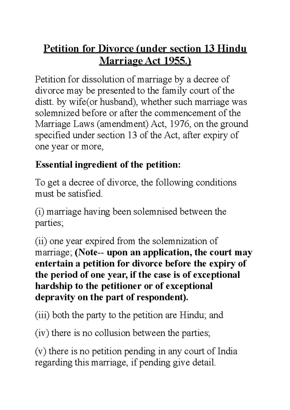 Petition for Divorce 13 - ) Petition for dissolution of marriage by a ...