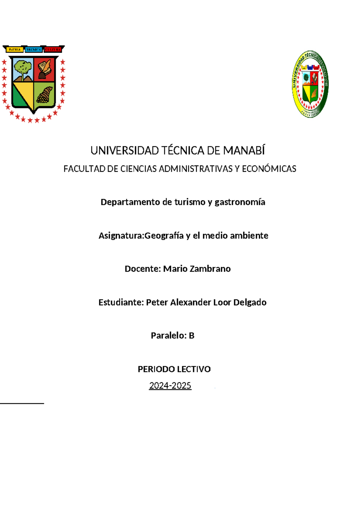 Universidad Técnica DE Manabí - UNIVERSIDAD TÉCNICA DE MANABÍ FACULTAD ...