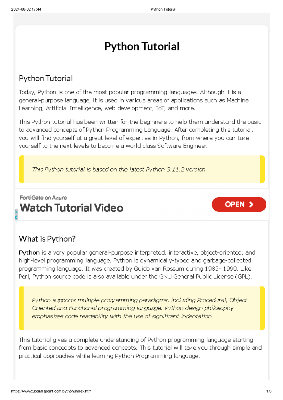 Python Tutorial - ??? - Python Tutorial Python Tutorial Today, Python ...