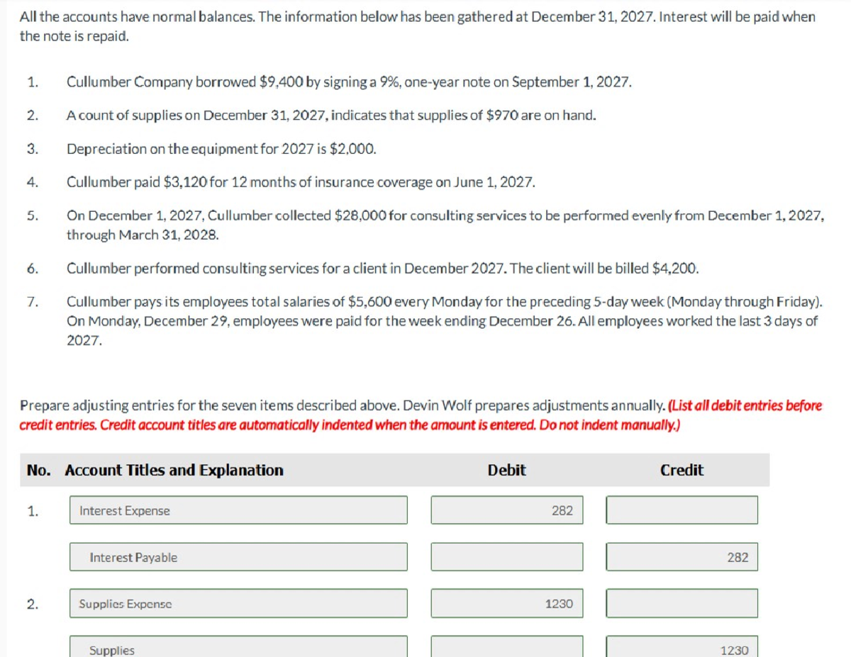 AC111 Unit 4 Lab Quiz Q7 part 2 - All the accounts have normal balances ...