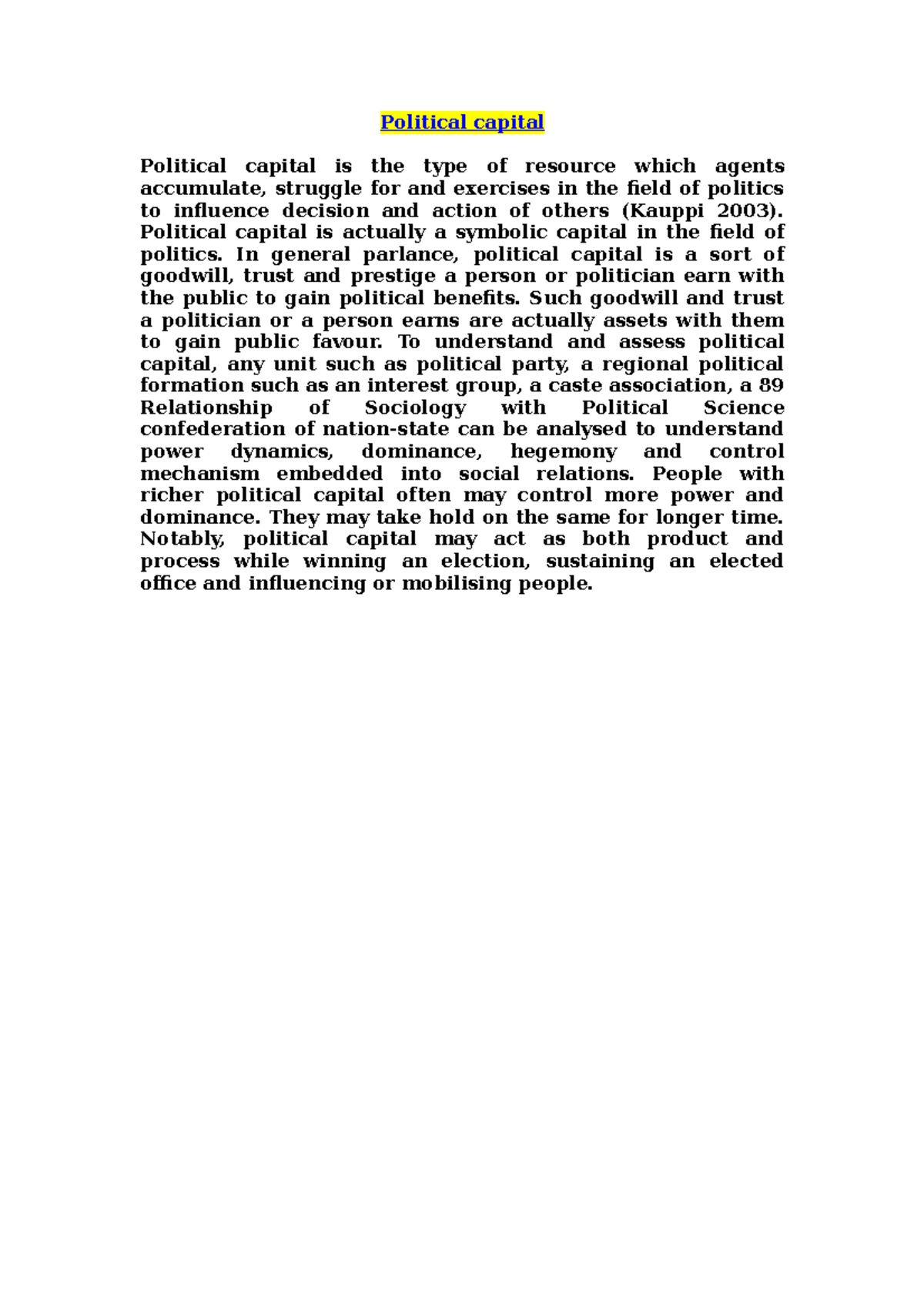 Political capital - Political capital Political capital is the type of ...