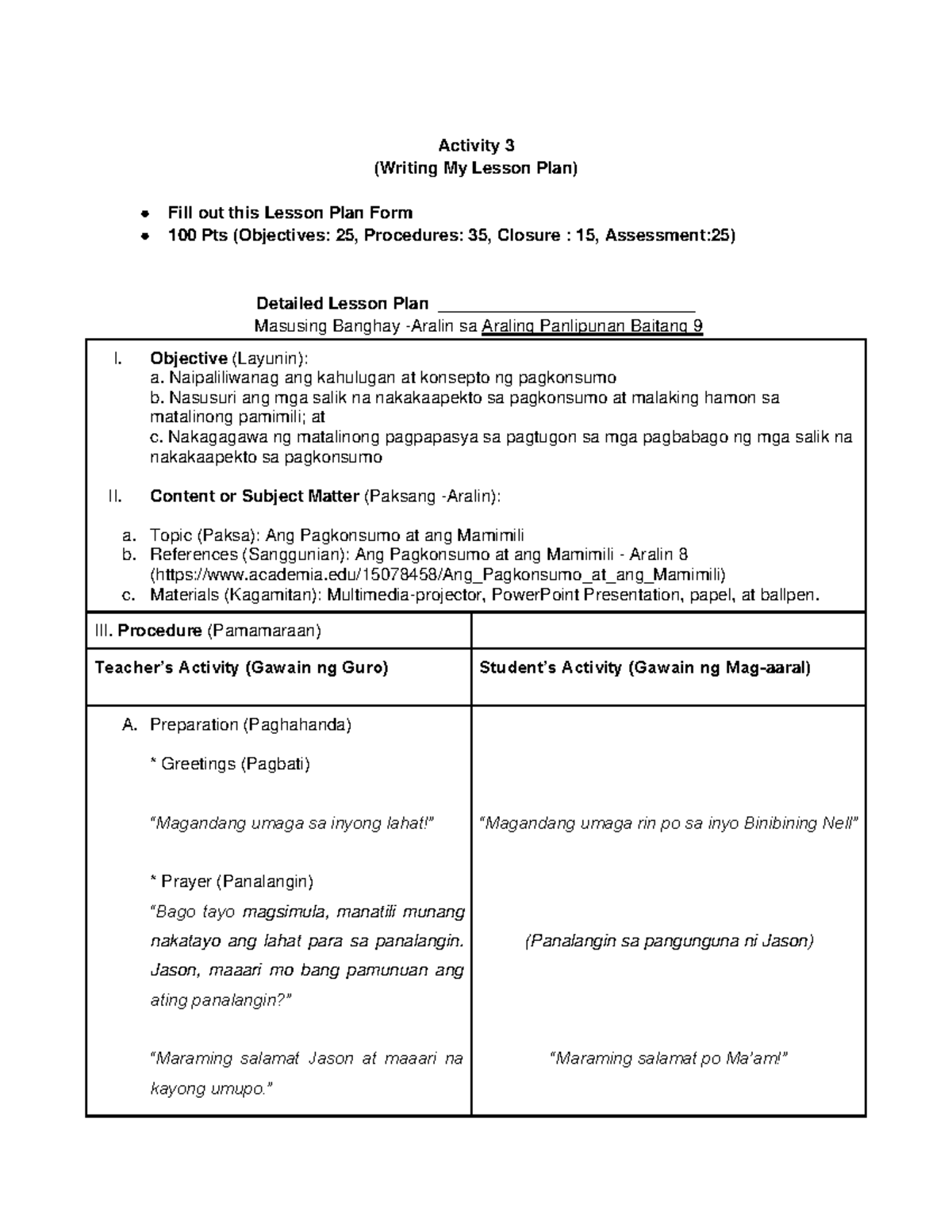 Example Of Detailed Lesson Plan In Araling Panlipunan Detailed Images