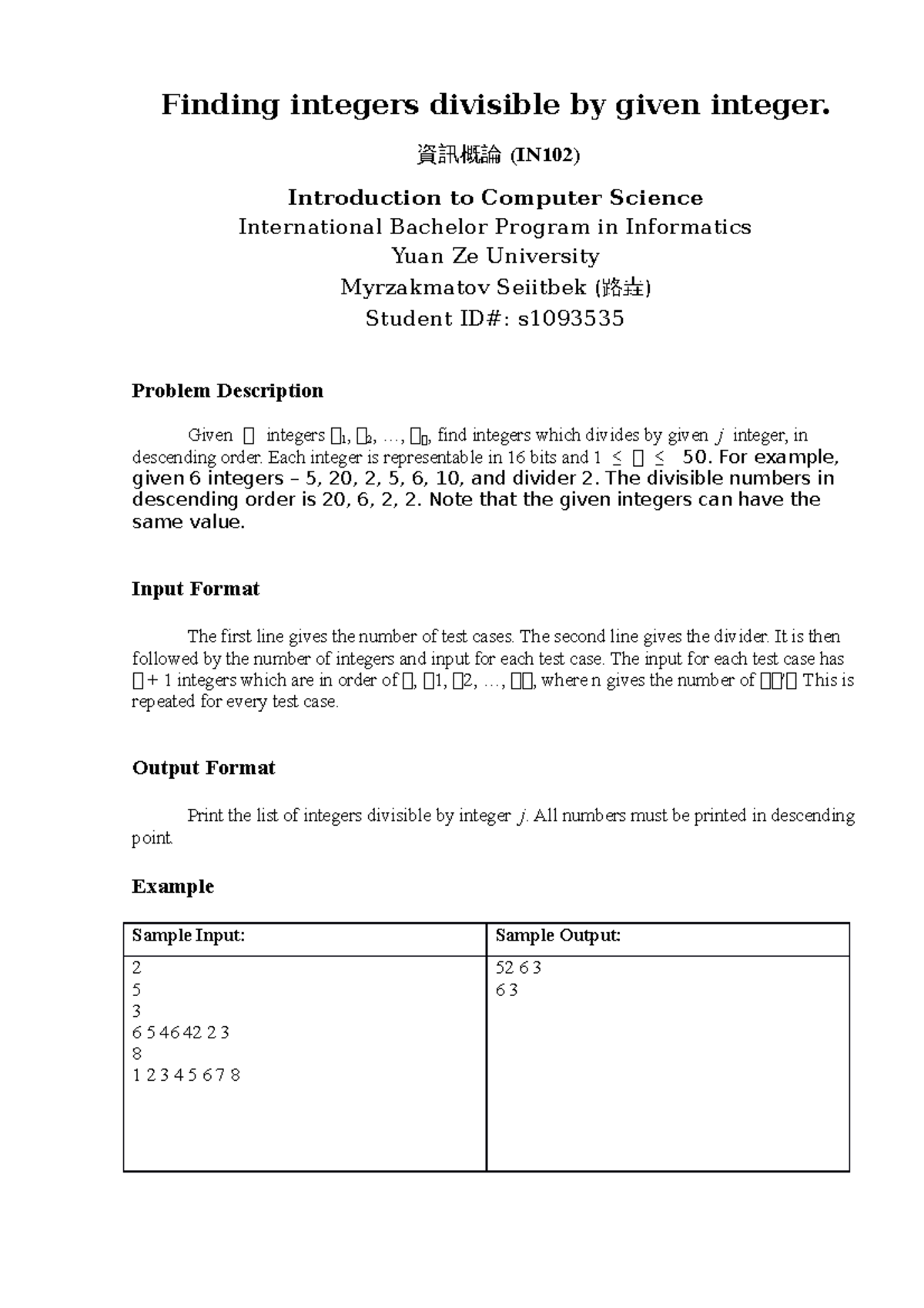 Assembly problem - Finding integers divisible by given integer. 資訊概論 ...