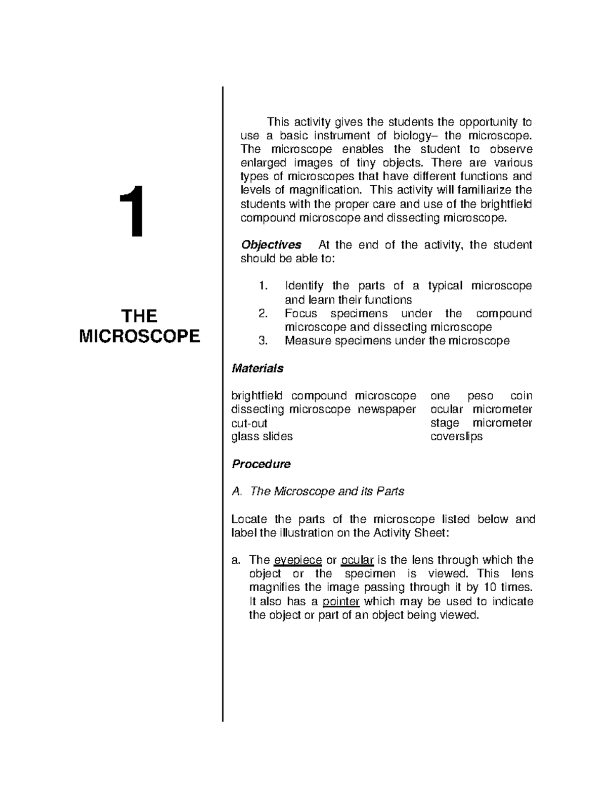Act01 The Microscope Discussion - 1 This activity gives the students ...