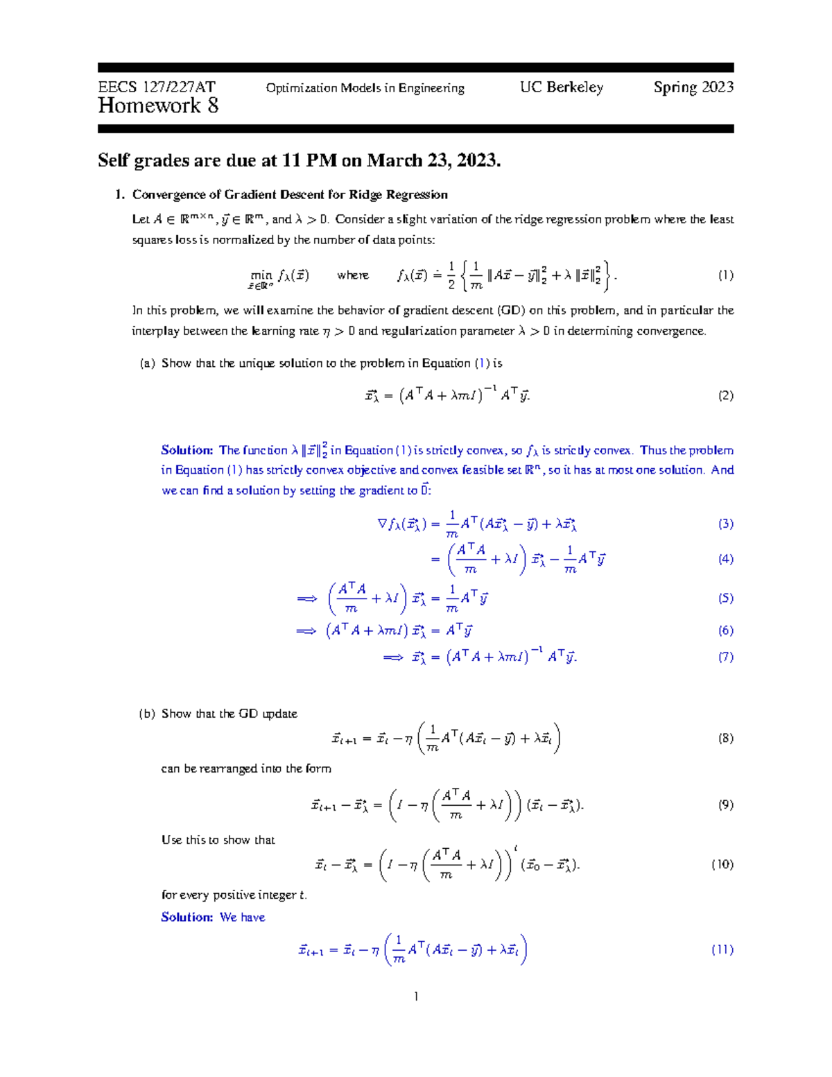 Hw08 sol - hw8 - EECS 127/227AT Optimization Models in Engineering UC Berkeley Spring 2023 ...