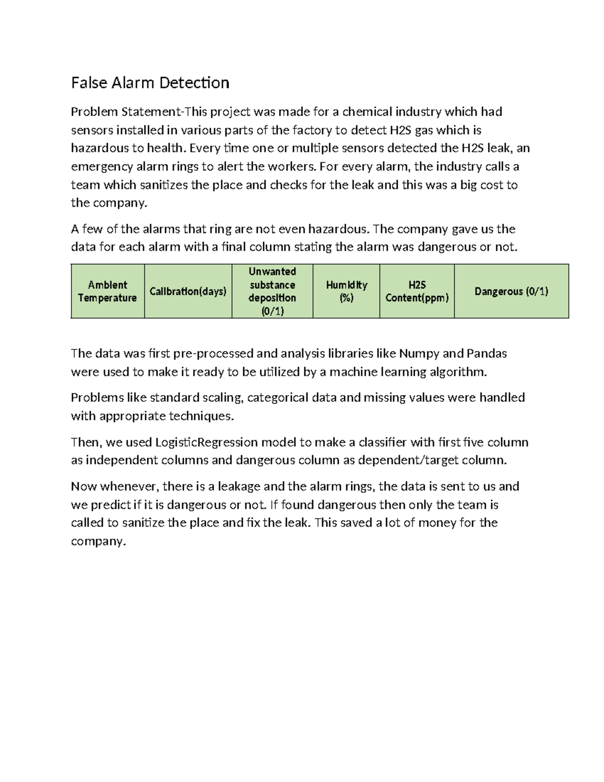 False Alarm Description - False Alarm Detection Problem Statement-This ...