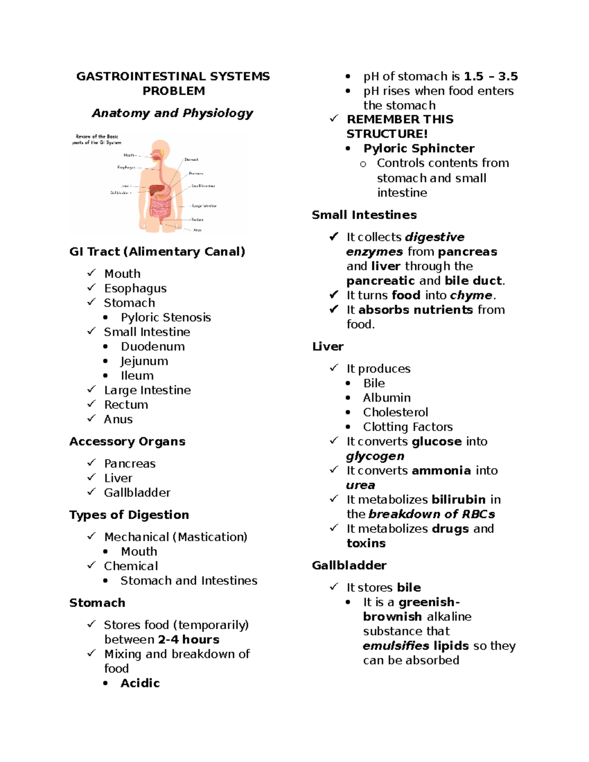 Gastrointestinal-Nursing - GASTROINTESTINAL SYSTEMS PROBLEM Anatomy and ...