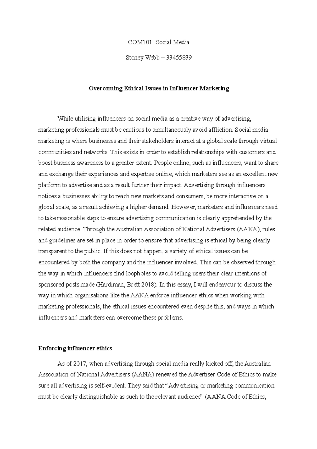 Overcoming Ethical Issues in Influencer Marketing - COM101: Social ...