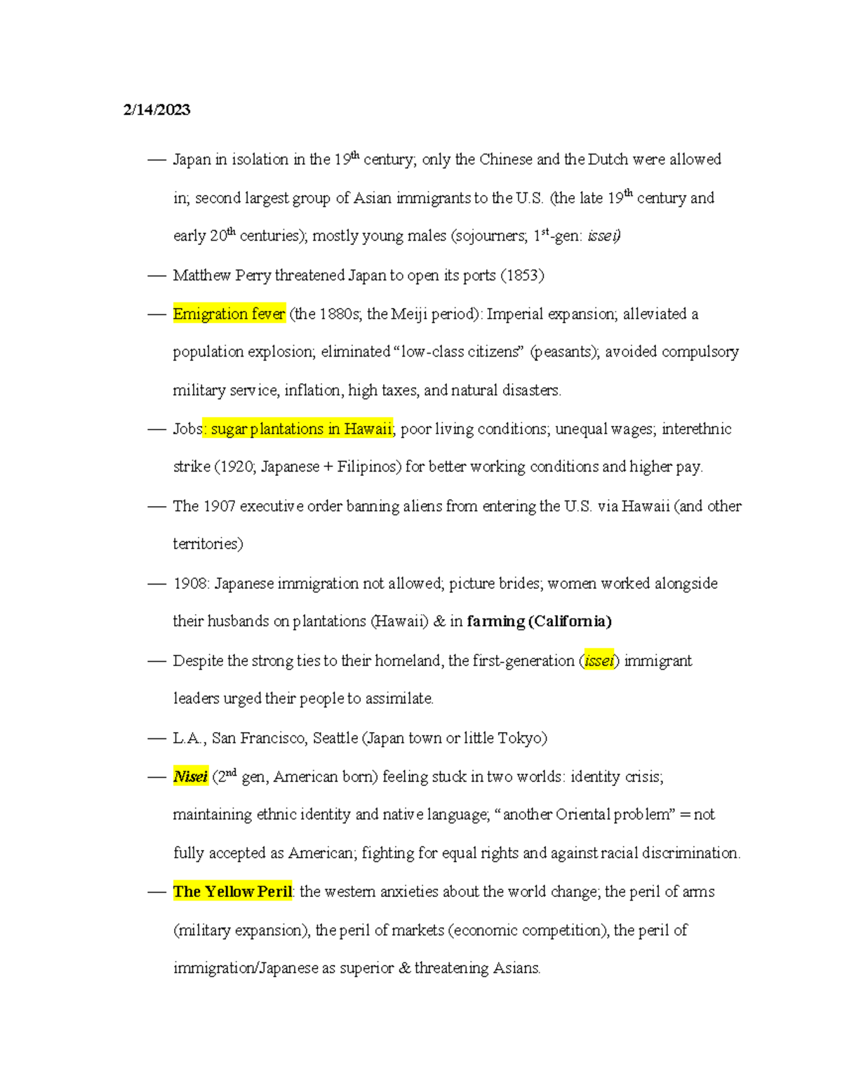 Japanese Immigrants and the Yellow Peril - 2/14/ Japan in isolation in ...