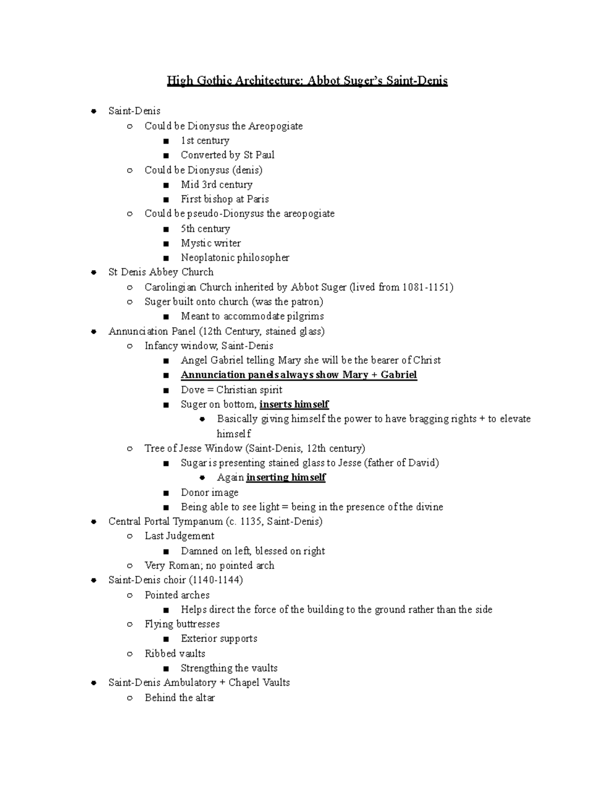 High Gothic Architecture - ARTH 1460 - Google Docs - High Gothic ...