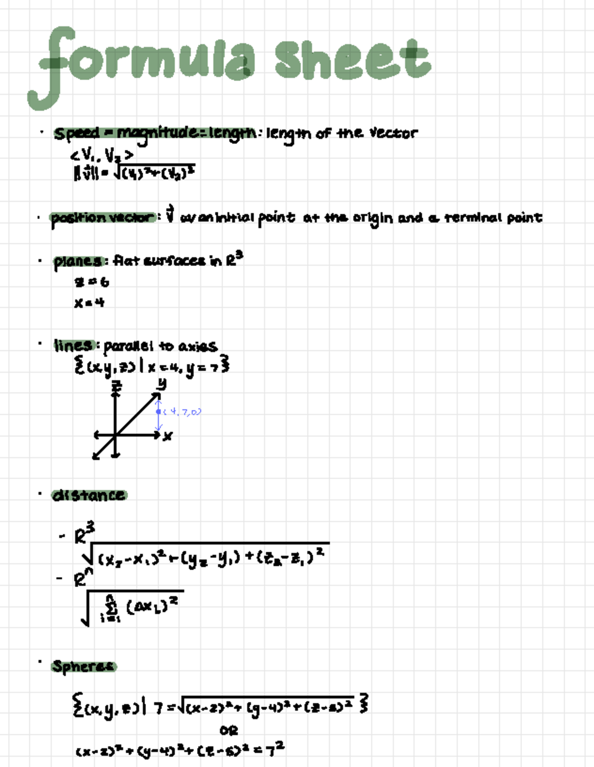 Calc 3 formulas - speed - magnitude:length:length of the vector a V ...
