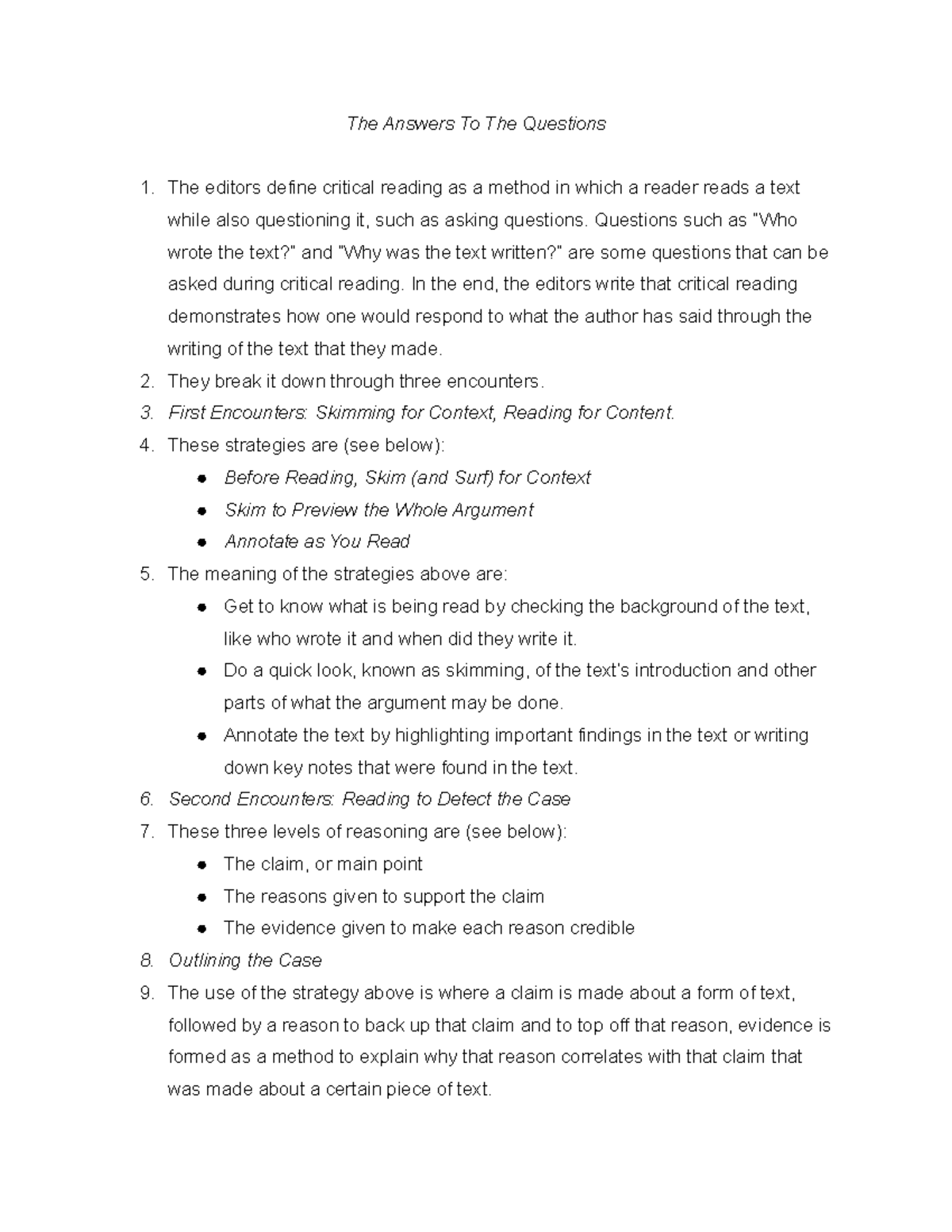 Reading Arguments By Matthew Muwanguzi - The Answers To The Questions The editors define ...