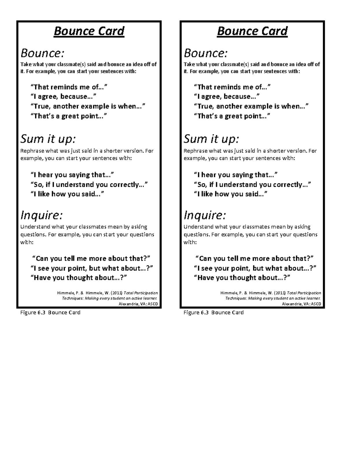 Bounce card - resource - Bounce Card Bounce: Take what your classmate(s ...