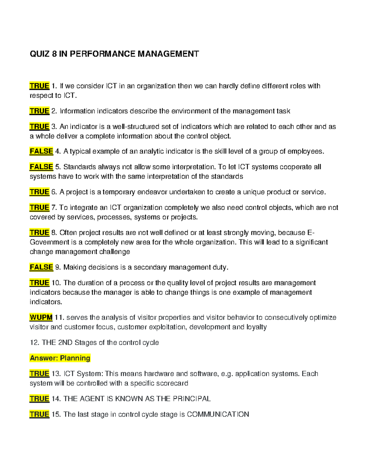 QUIZ 8 IN Performance Management - QUIZ 8 IN PERFORMANCE MANAGEMENT ...