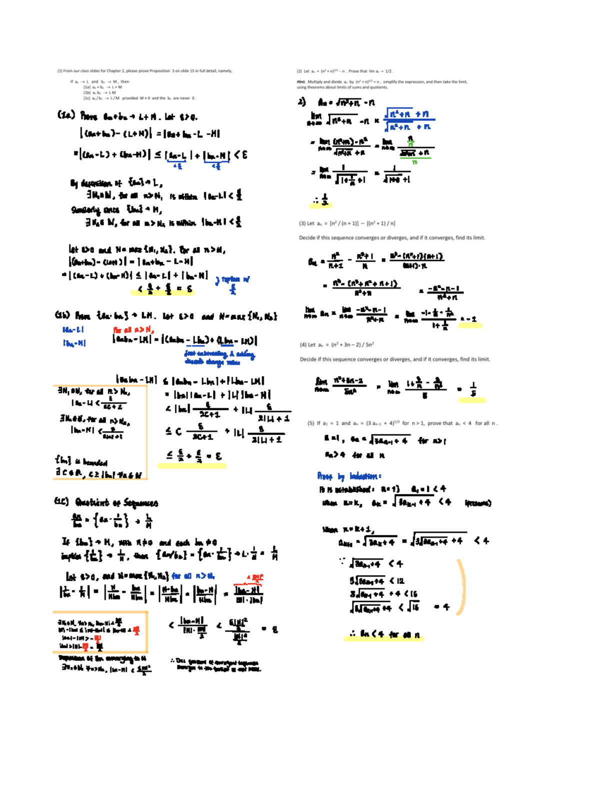 MATH 1610 HW 2 - Herman Gluck - 1a Prove antbn LtM Leta o him man n x ...