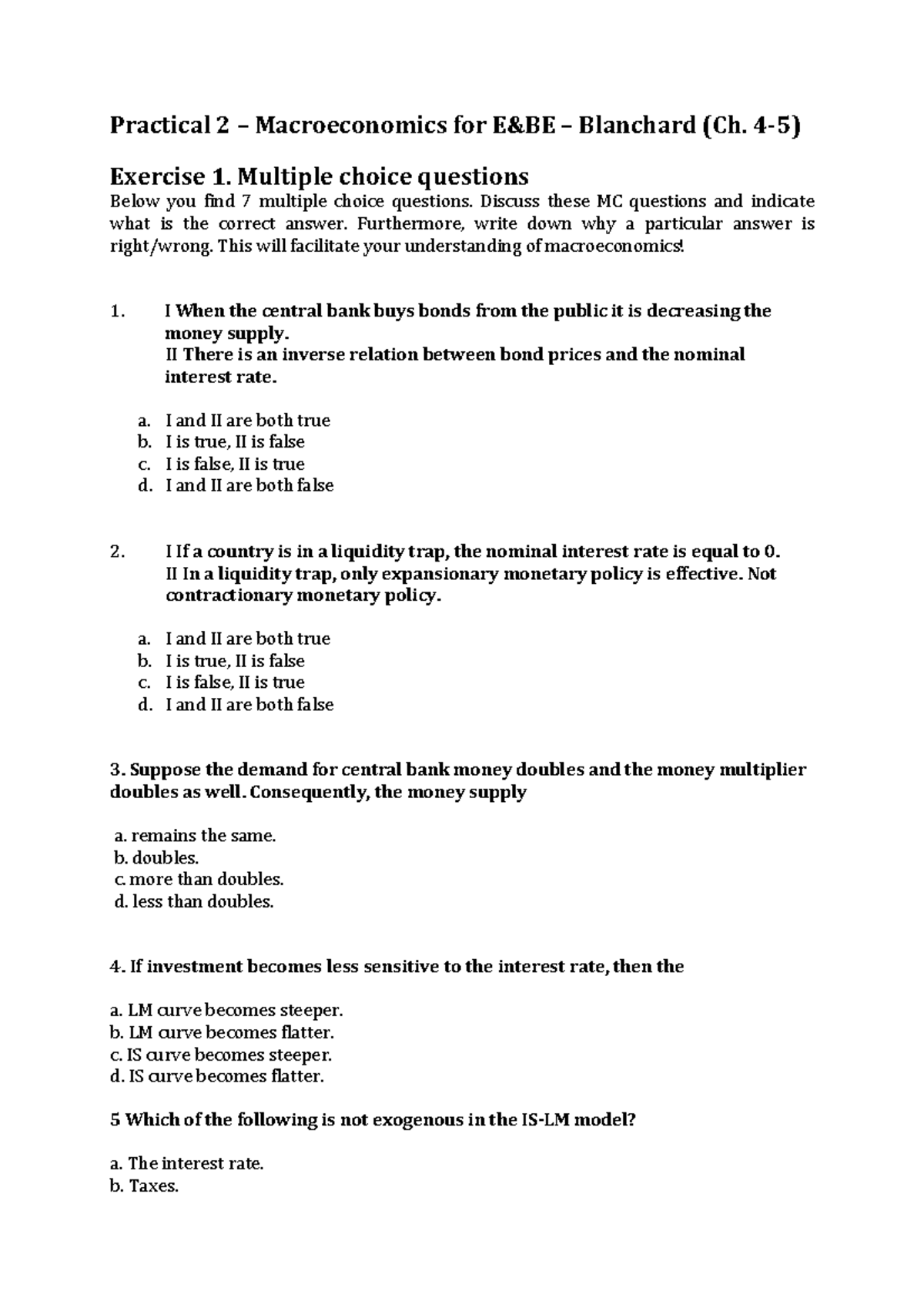 Practical Macro Economics - Practicum 2 questions and answers ...