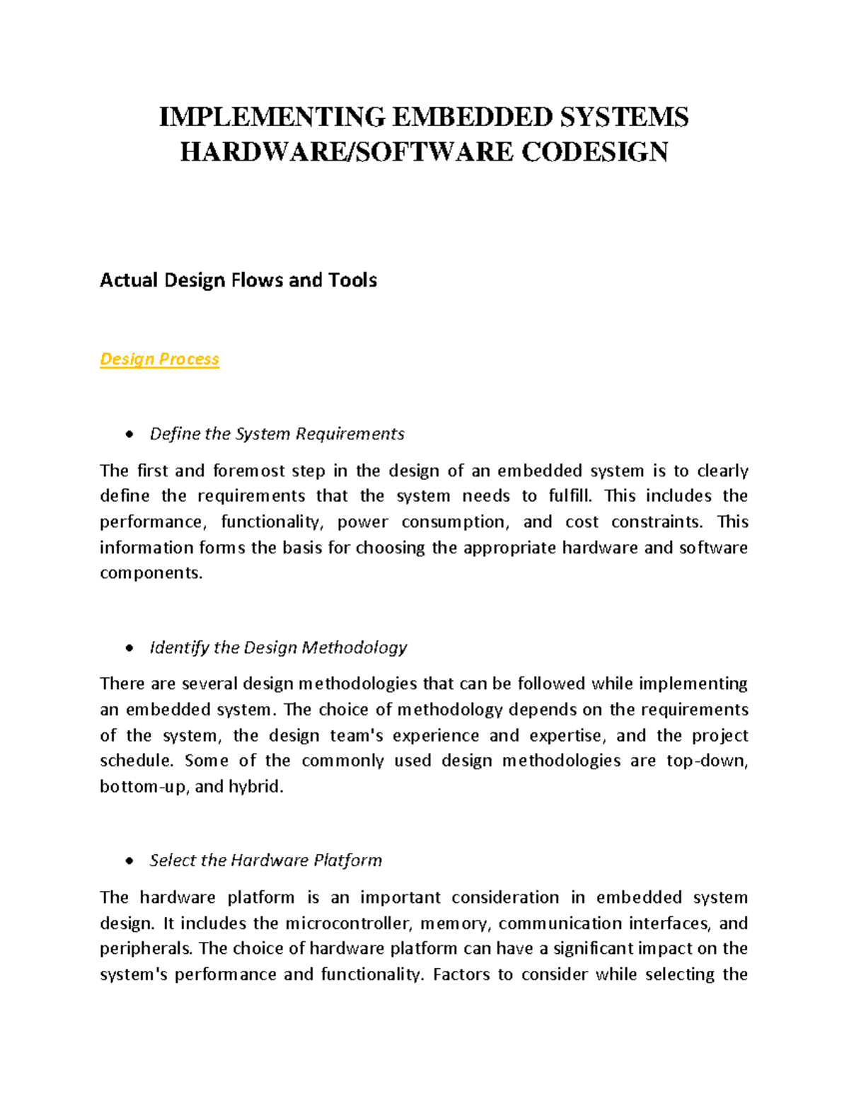 Implementing Embedded Systems Hardwaresoftware Codesign 3
