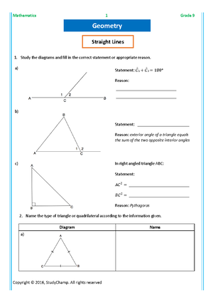 Geometry 082550 - Worksheet 12: Geometry of Straight Lines Grade 8 ...