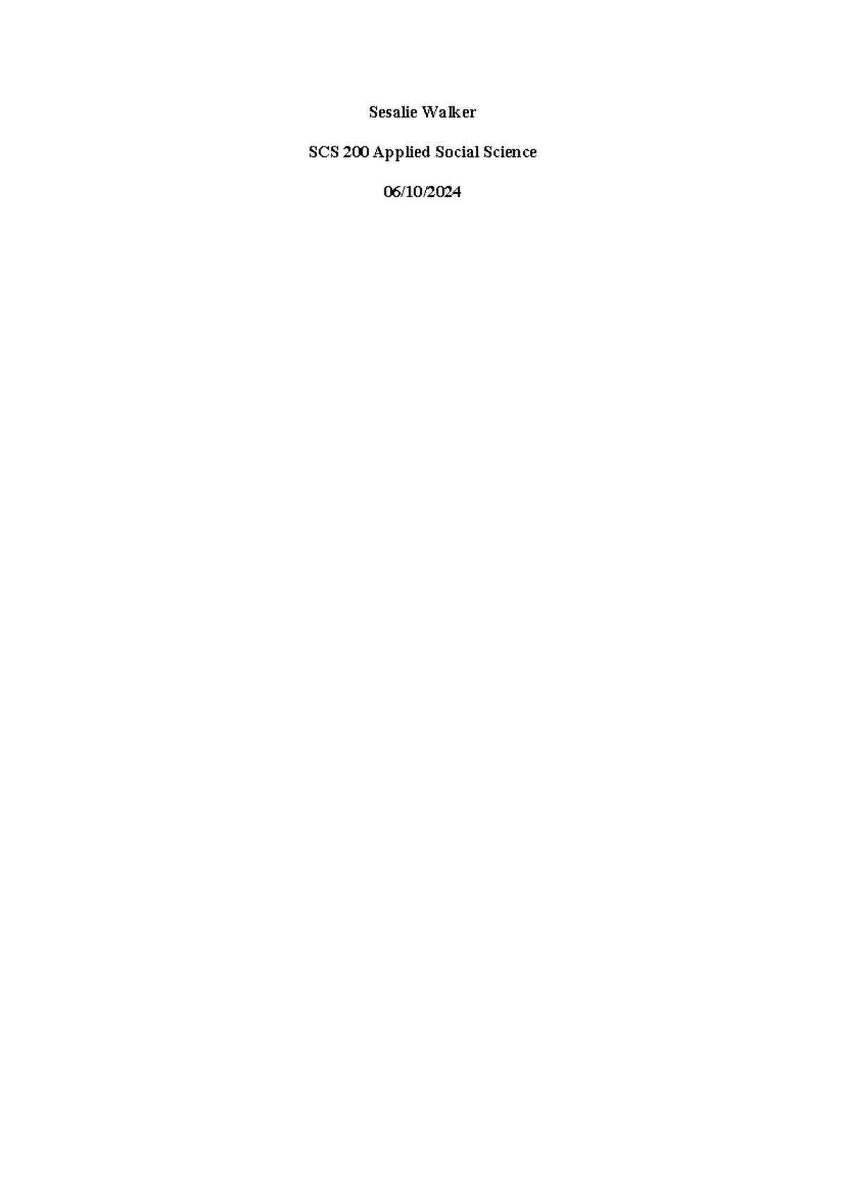 Week 5 short answer - Assignment - Sesalie Walker SCS 200 Applied ...