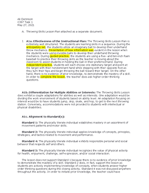 D001 Task 1 - D001 - Student: Ali Dennison Date: 11/23/ Task 1: FBA ...