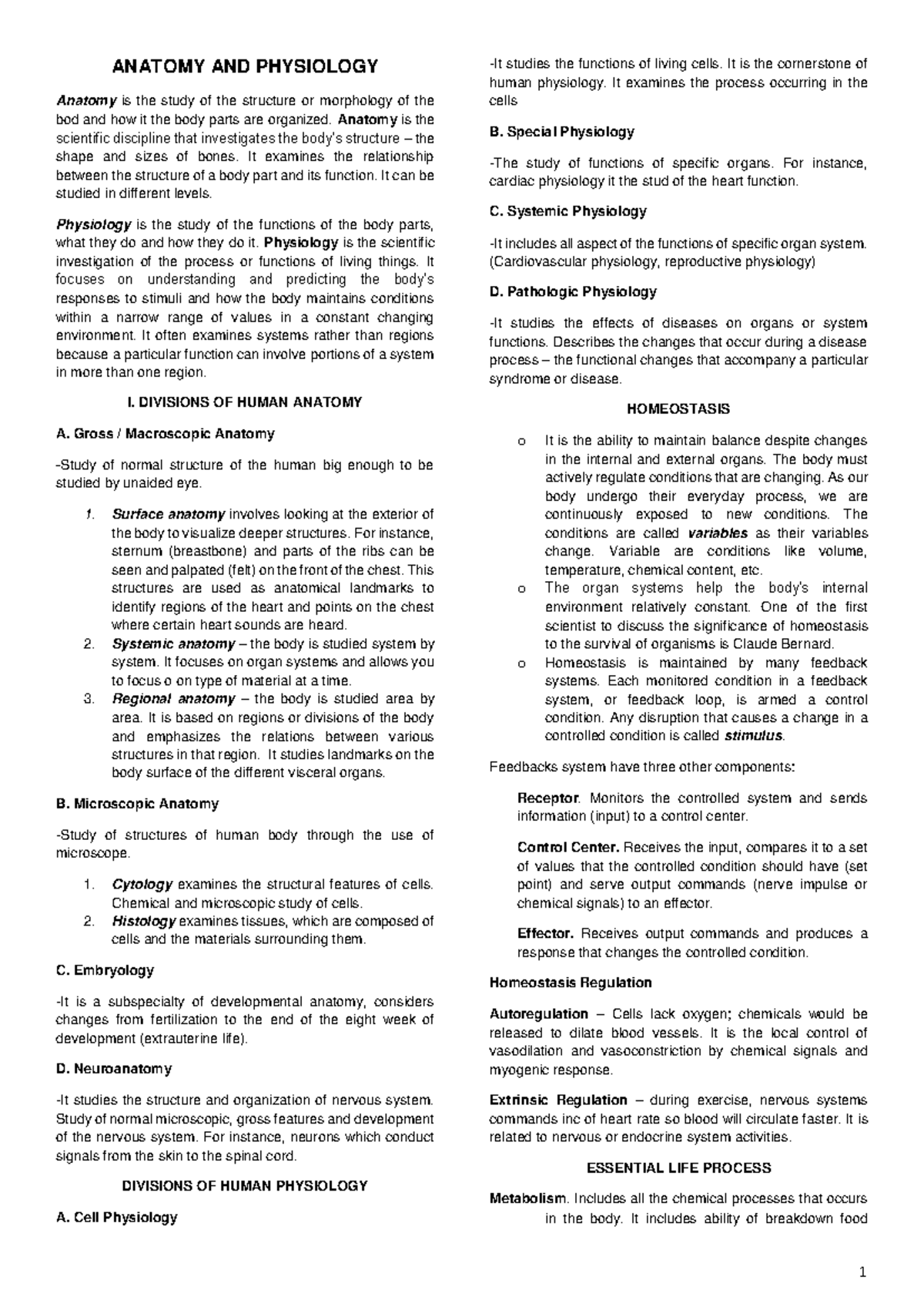 Anaphy-reviewer rmns - notes from class - ANATOMY AND PHYSIOLOGY ...