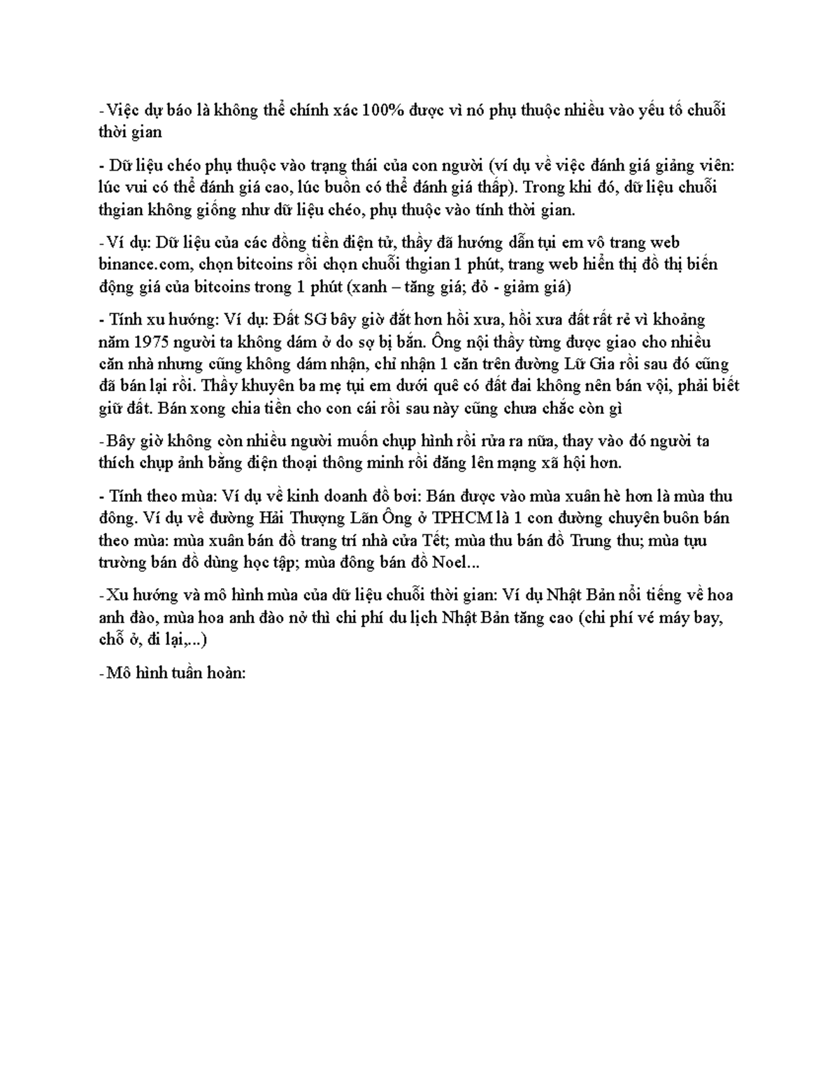 Ptdl-c6 - ptdl - Việc dự báo là không thể chính xác 100% được vì nó phụ thuộc nhiều vào yếu tố ...