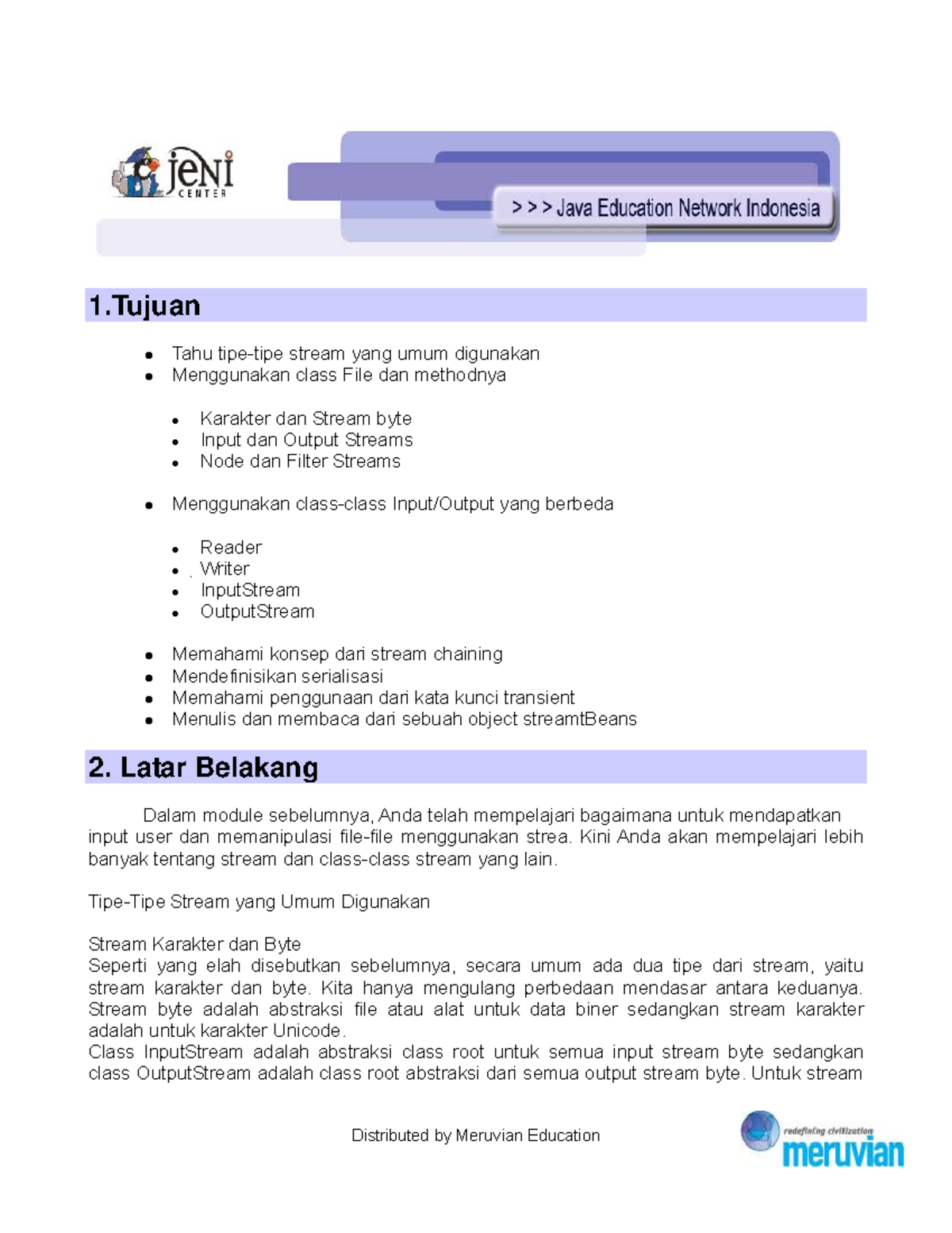 La12 IQstream - 1 Tahu tipe-tipe stream yang umum digunakan Menggunakan ...