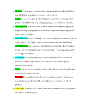 Chapter 1 notes - Chapter 1 Cultural Geography Cultural geography is a ...