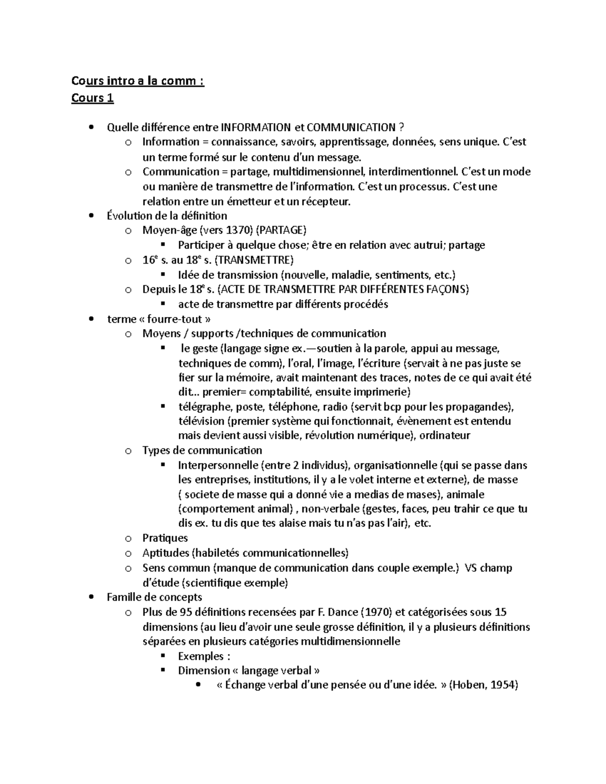 Cours intro a la comm - C’est un terme formé sur le contenu d’un ...