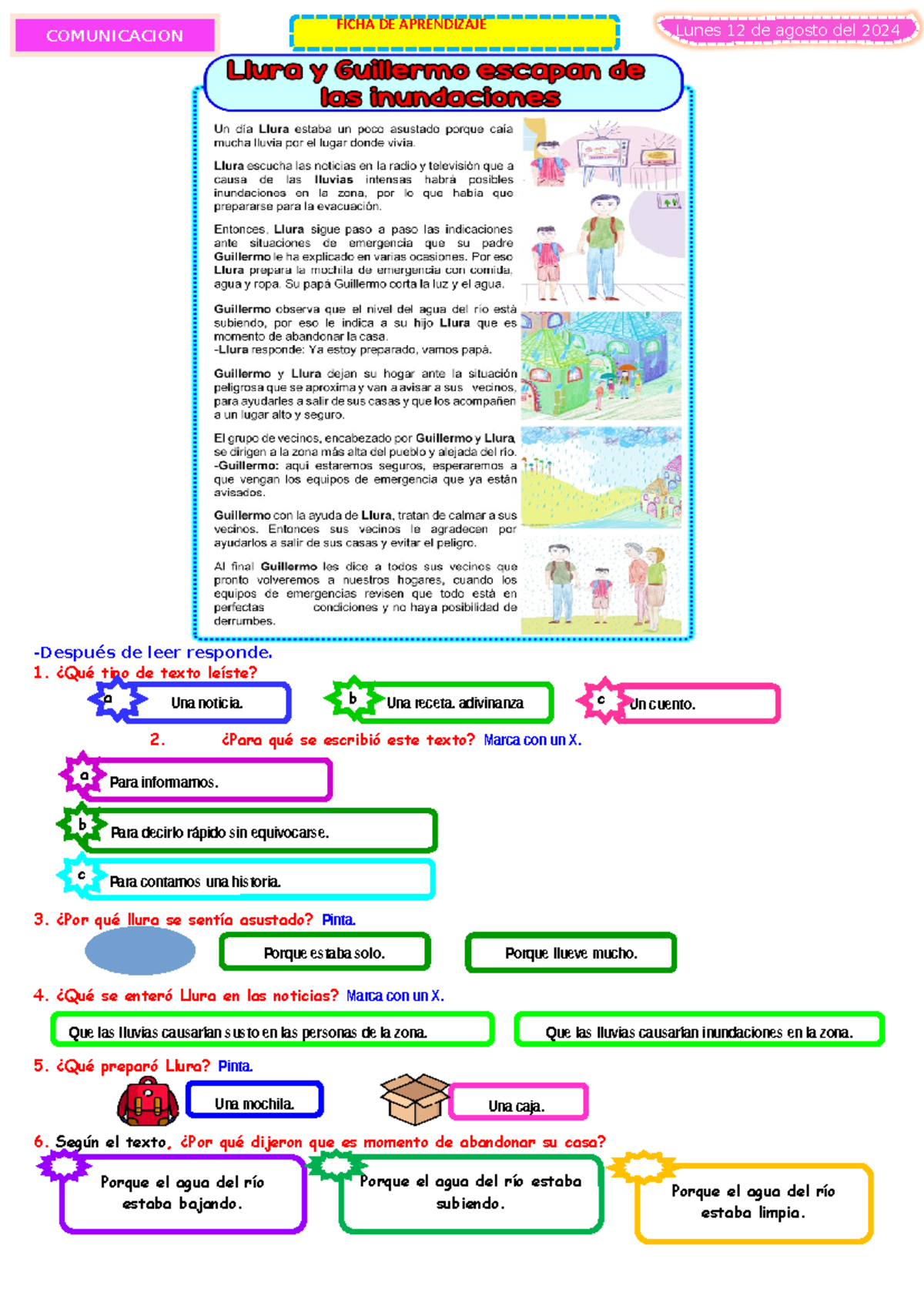 Ficha - LUN - COMU - Llura y guillermo escapan de las inundaciones ...