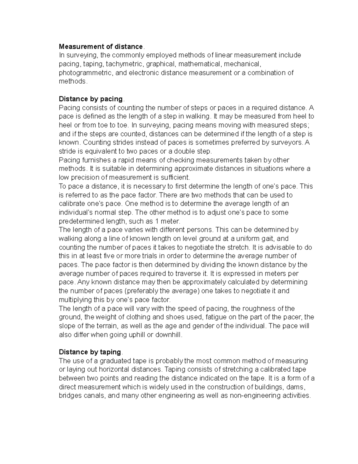 Measurement of horizontal distance 2 - Measurement of distance. In ...