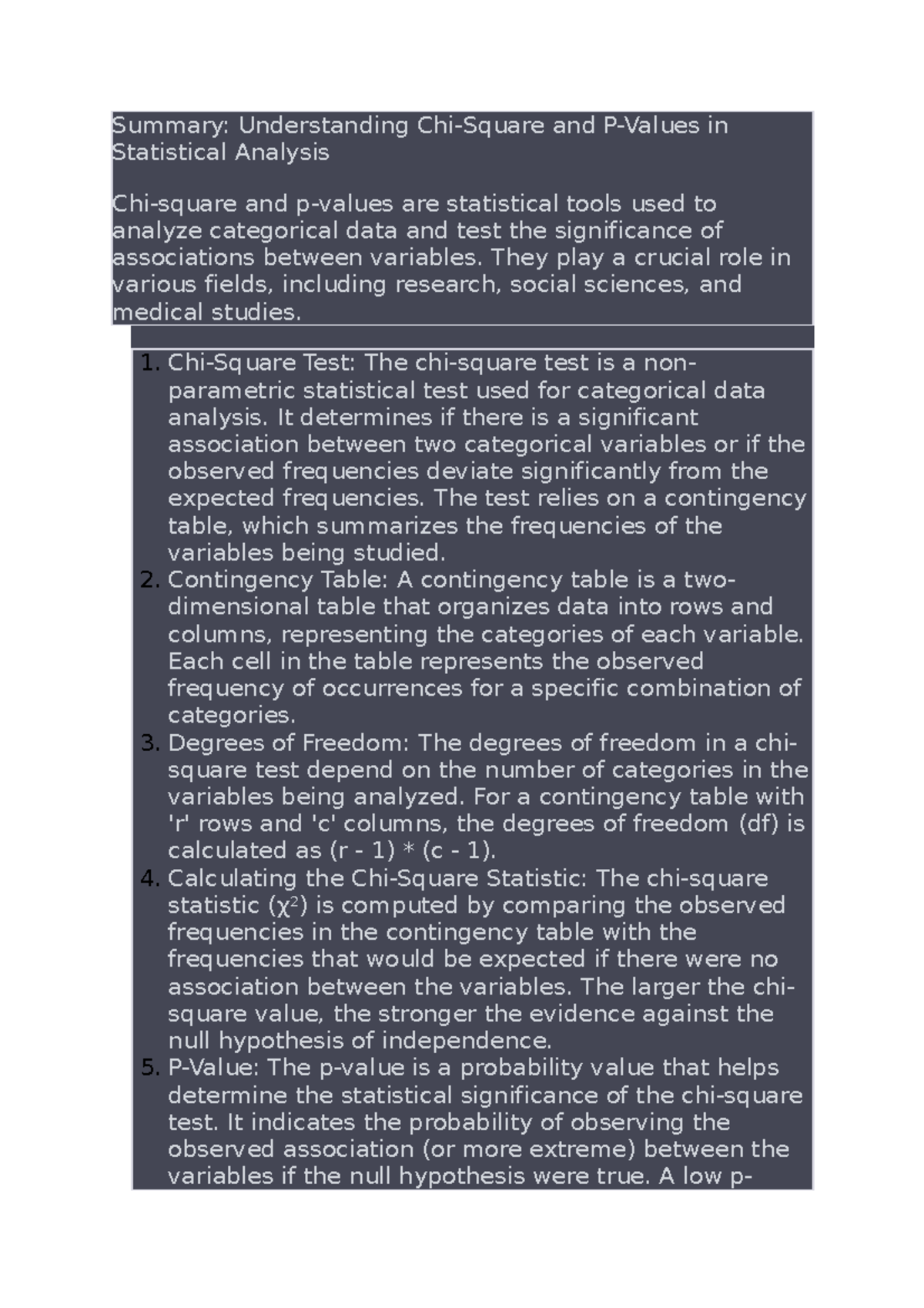 Understanding Chi-Square and P-Values in Statistical Analysis - Summary ...