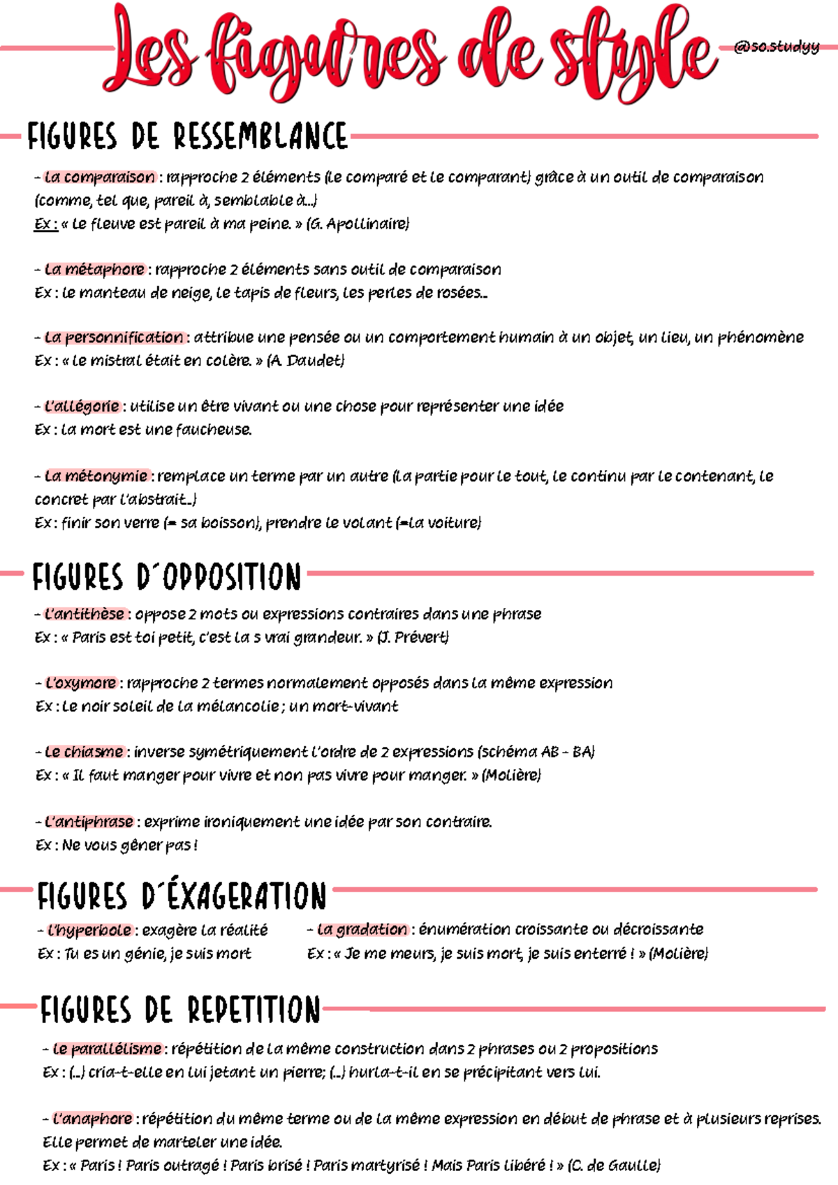 Les figures de styles (A4) - Figures de ressemblance - la comparaison ...