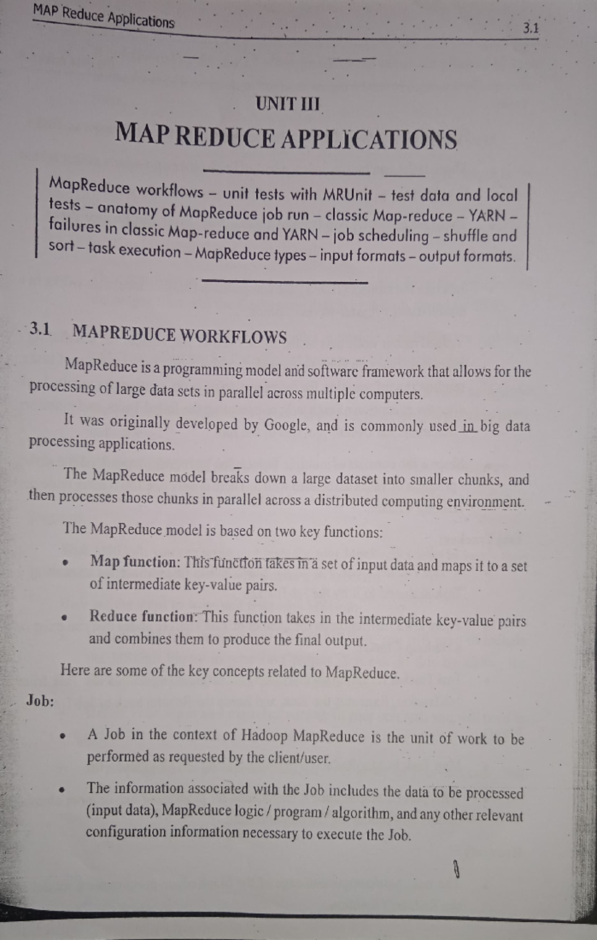 BDA unit 3 - Unit 3 - ~~P ·Redce Ap·pliations 3. UNIT III MAP REDUCE APPLICATIONS MapReduce ...