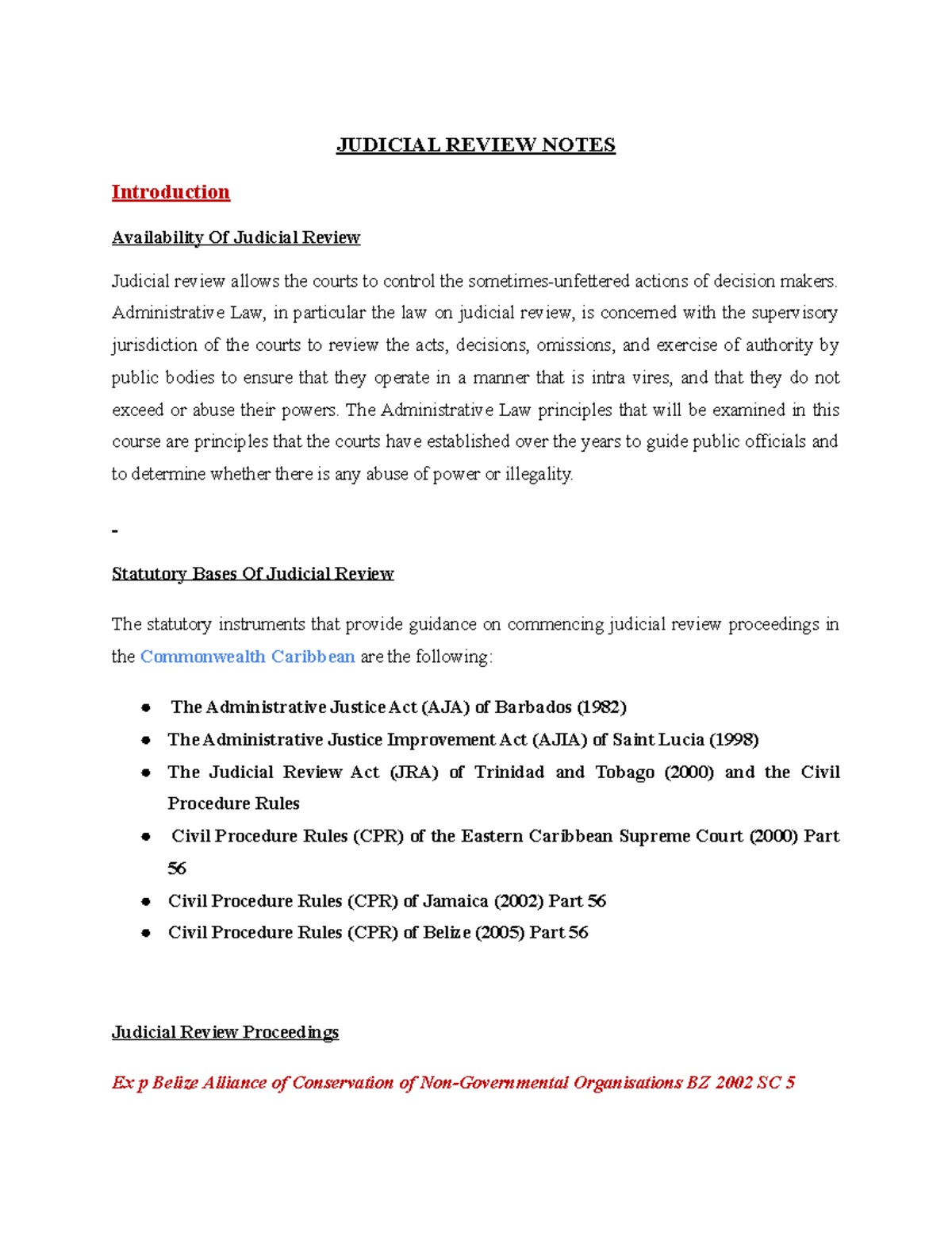 Aministrative Law Cases - JUDICIAL REVIEW NOTES Introduction ...