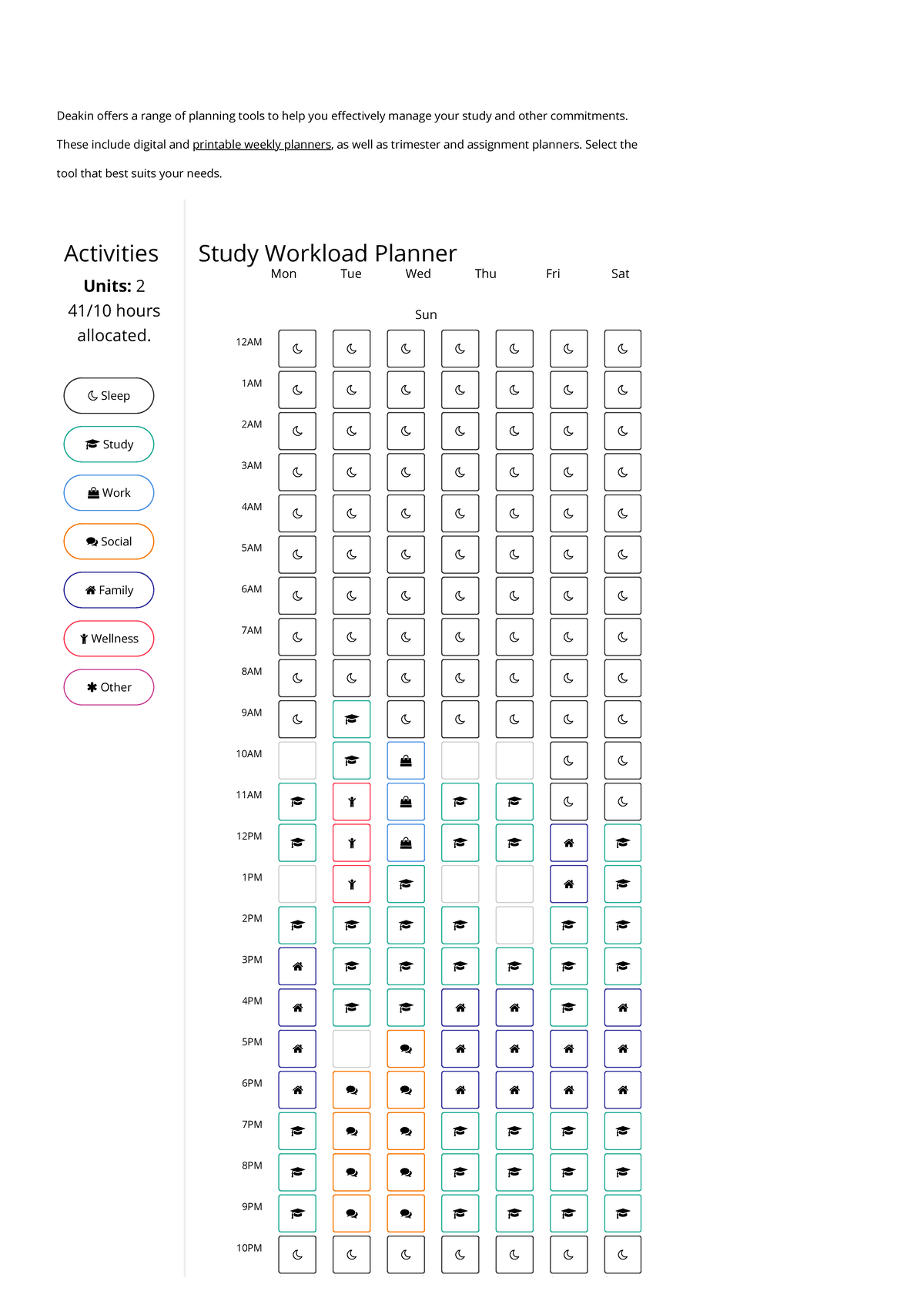 Study workload planner Students - EDU20053 - Swinburne - StuDocu